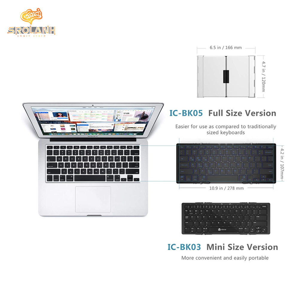 iCLEVER Tri-Folding Wireless Keyboard IC-BK05 | SROLANH iCLEVER Tri-Folding Wireless Keyboard IC-BK05 | SROLANH